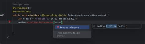 Versão do Intellij ALT Enter Criação de método Spring Boot 3