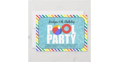 Girls Pool Party Birthday Party Invitation Zazzle