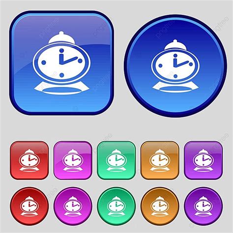 Vintage Alarm Clock Icons A Collection Of Twelve Button Designs In