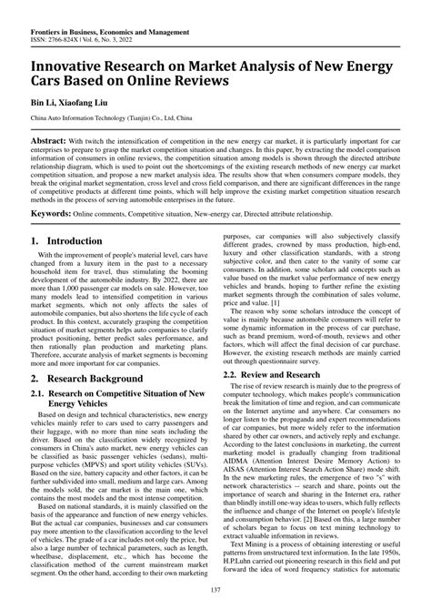 Pdf Innovative Research On Market Analysis Of New Energy Cars Based On Online Reviews