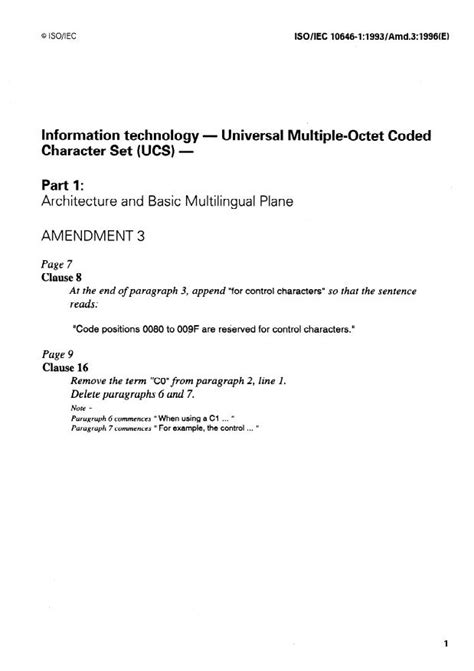 ISO IEC 10646 1 1993 Amd 3 1996 Information Technology Universal Multiple Octet Coded Character