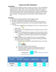 Density Lab Complete Density Lab PhET Simulation Introduction Youve Heard That Oil Floats On