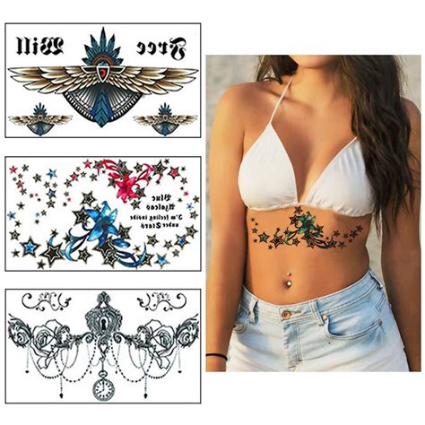 Sexy Chest And Lower Back Temporary Tattoos For Women Waterproof Fake