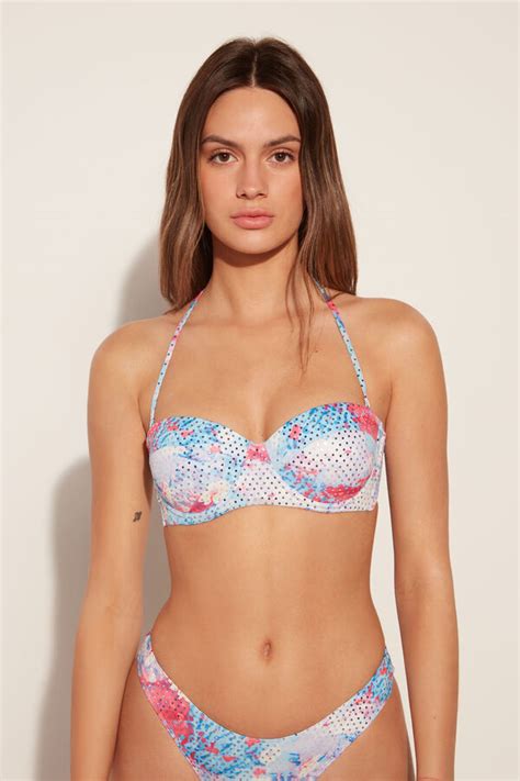 Disco Tropical Padded Bandeau Bikini Top Bandeau And Strapless