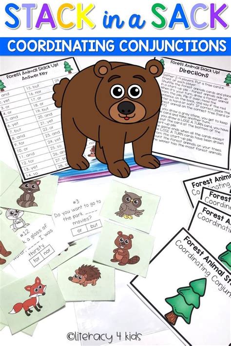 stack in a sack coordinating conjunctions game coordinating