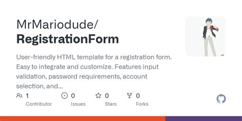 Github Mrmariodude Registrationform User Friendly Html Template For A Registration Form Easy