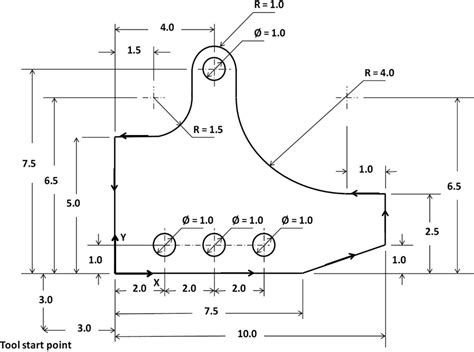 Write A Part Program To Machine The Part Shown Below