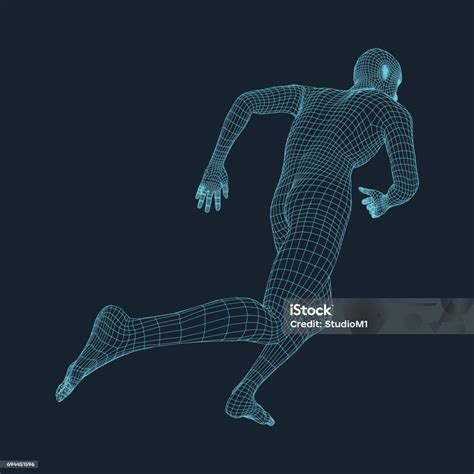 남자 3d 모델의 남자 비즈니스 및 기술 벡터 일러스트 레이 션을 실행합니다 남자에 대한 스톡 벡터 아트 및 기타 이미지 남자 달리기 바둑판 Istock