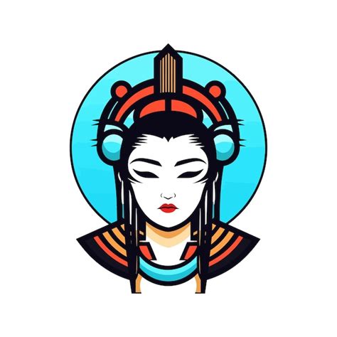 Premium Vector Japanese Geisha Girl Hand Drawn Logo Design Illustration