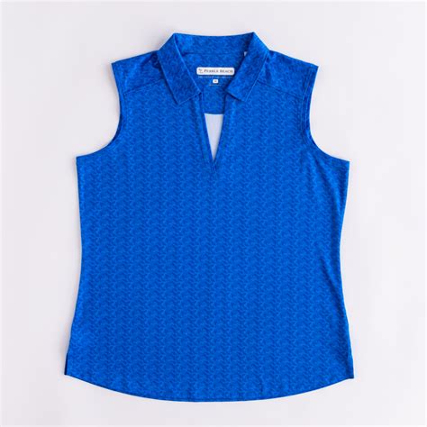 Pebble Beach Leaf Print V Neck Sleeveless Polo Pga Tour Superstore