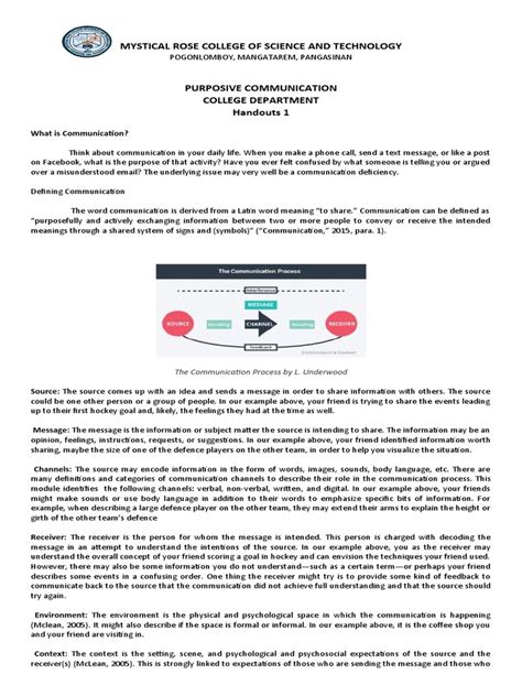 Purposive Communication Handouts 1 Pdf Communication Information