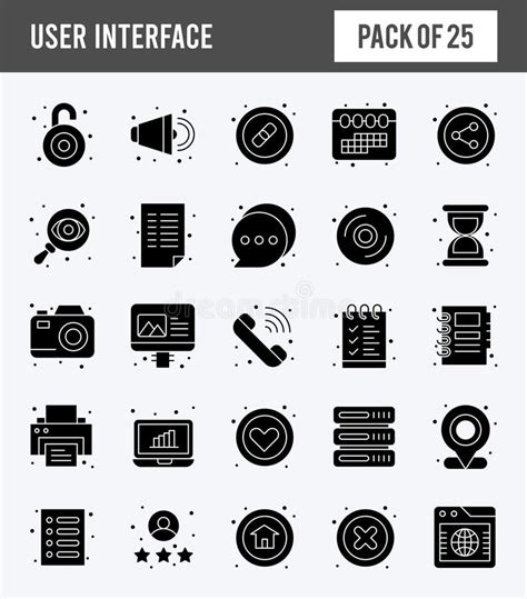 25 User Interface Glyph Icon Pack Vector Illustration Stock Vector Illustration Of Display