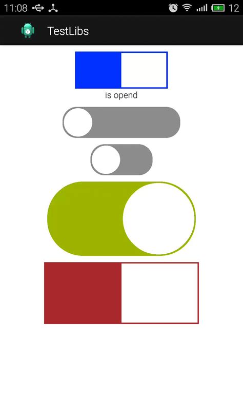 Slideswitch 状态切换的开关，可以设置为类似 Ios 的圆形，也可以设置为矩形，用 Codekk Androidopen Source Website