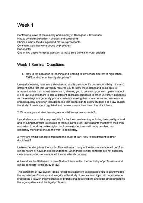 Week 1 Foundations Summary Of Lecture Notes Readings And Seminar Work Week 1 Contrasting