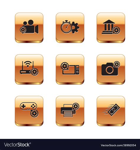 Set Video Camera Setting Gamepad Printer Vector Image