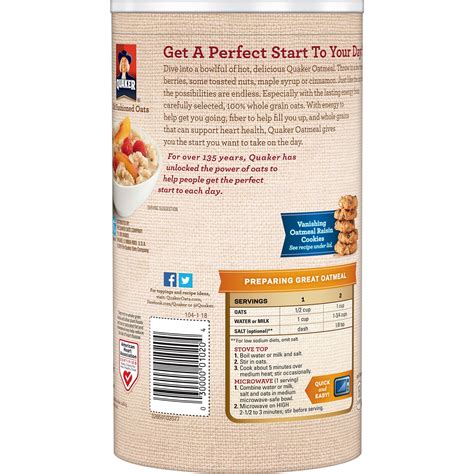 Quaker Oatmeal Nutrition Facts 1 3 Cup Besto Blog