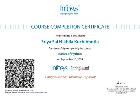Kuchibhotla Sriya Sai Nikhila On Linkedin Python Infosysspringboard Grateful Learningjourney