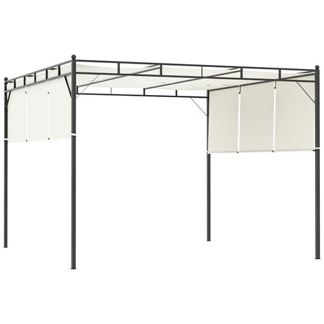 Pérgola x m con techo retráctil tela de poliéster Outsunny balnco Leroy Merlin