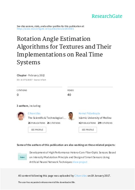 Pdf Rotation Angle Estimation Algorithms For Textures And Their Real