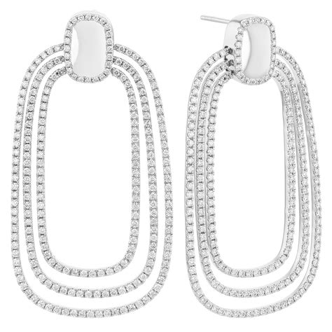Diamond Triple Rounded Rectangle Dangle Earrings In White Gold Borsheims