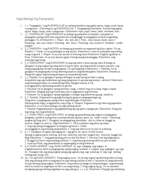 Mga Bahagi Ng Pananalita Pdf