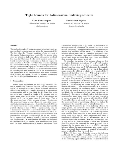 PDF Tight Bounds For Dimensional Indexing Schemes