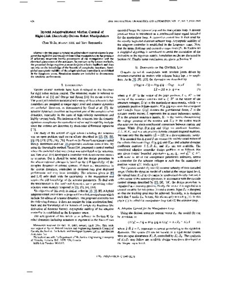 Pdf Hybrid Adaptiverobust Motion Control Of Rigid Link Electrically
