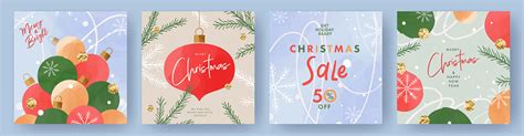 메리 크리스마스와 새해 복 많이 받으세요 인사말 카드 세트입니다 타이포그래피 아름다운 크리스마스 트리와 공 눈송이 패턴과 현대 크리스마스 아트 낙서 디자인 최소 판매 배너