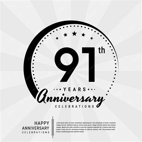 Premium Vector 91th Year Anniversary Design Template Vector Template Illustration