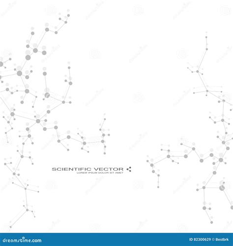 Molecule Dna And Neurons Vector Molecular Structure Connected Lines With Dots Genetic