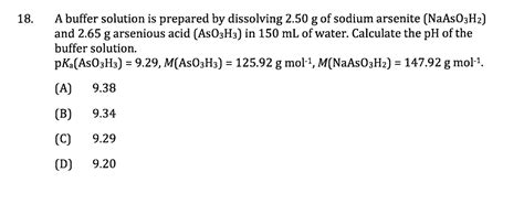 solved 18 a buffer solution is prepared by dissolving 2 50