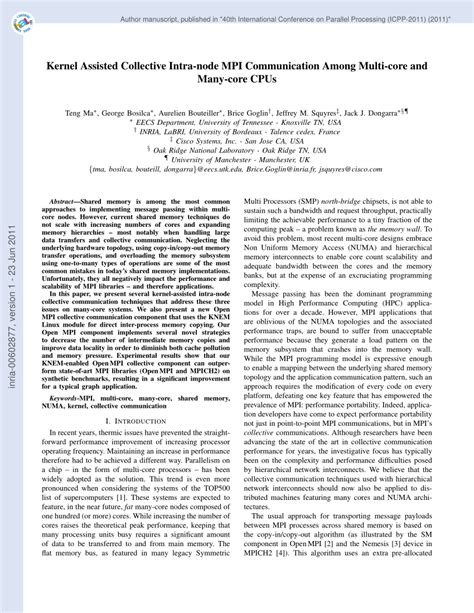 Pdf Kernel Assisted Collective Intra Node Mpi Communication Among
