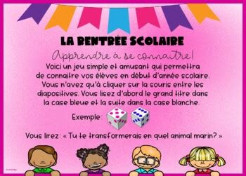 French Back to School Activity Rentrée scolaire activité brise glace