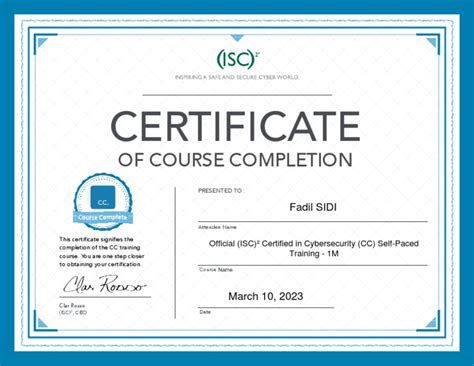 Official Cc Course Completion Certificate Official Isc Certified In