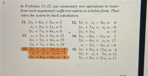 solved 5 in problems 11 22 use elementary row operations to