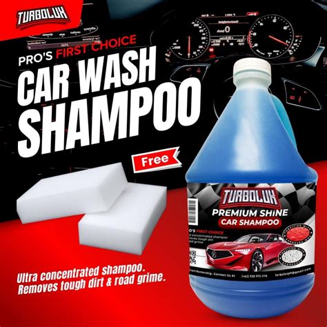 Turbolux Premium Shine Car Shampoo With Wax Free Sponge High Foaming Car Wash Shampoo Motor