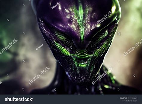 Alien Close Portrait Large Forehead Big Stock Illustration 2212535861