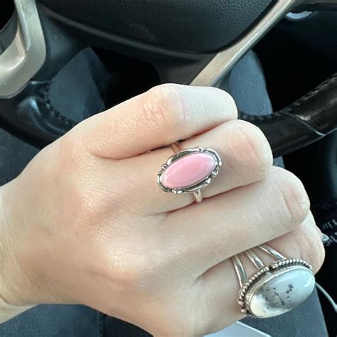 Oval Pink Conch Shell Ringsterling Silver Queen Conch Shell Ringconch