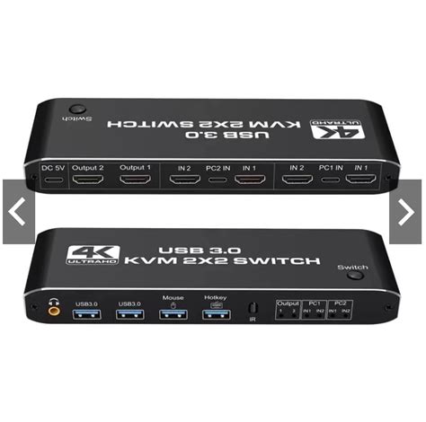 Dual Monitor HDMI KVM Switch 2x2 USB3 0 HDMI KVM Switch 2 In 2 Out 4K 60Hz 2x2 Mixed Display 2