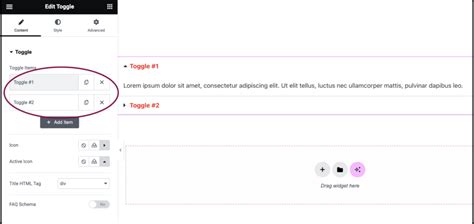 how to use the elementor toggle widget elementor