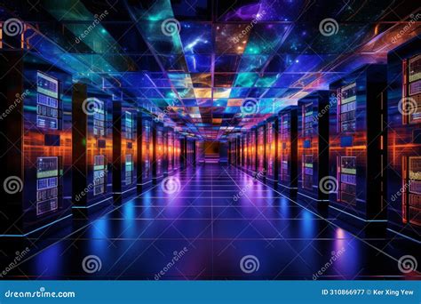 A Computer Cluster Handling Big Data Processing For Neural Network Training Stock Illustration