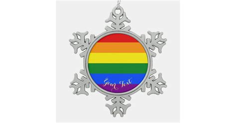 Lgbt Lesbian Gay Pride Rainbow Flag Holiday Decor Snowflake Pewter