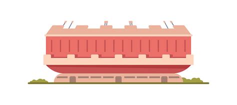 축구 경기장의 건물 건설 평면 스타일의 경기장 벡터 일러스트 레이 션 경기장 및 스포츠 건물 축구장 건축 도시 현대 스포츠 건축