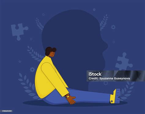 Chracter With Autism Sitting On The Floor Mental Disorder Autistic