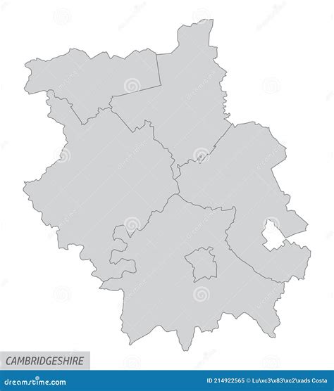 Cambridgeshire County Administrative Map Stock Vector Illustration Of