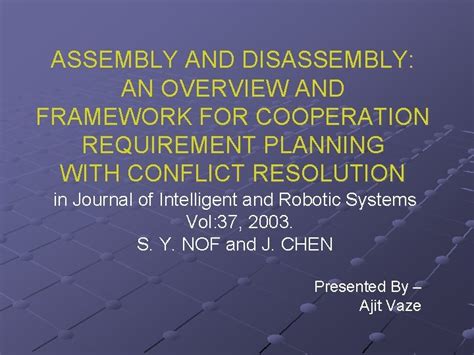 Assembly And Disassembly An Overview And Framework For
