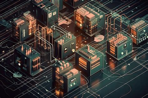 Premium Ai Image Isometric View Of Complex Network Of Interconnected Wires And Cables Created