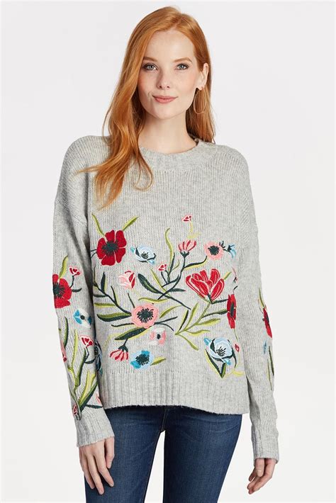 Floral Embroidered Sweater Oversized Knitted Sweaters Sweaters Fall
