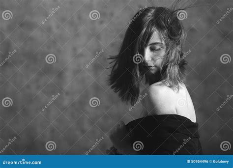 The Woman With The Hair Fluttering On A Wind Stock Photo Image Of