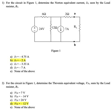 Solved 1 For The Circuit In Figure 1 Determine The Norton Chegg